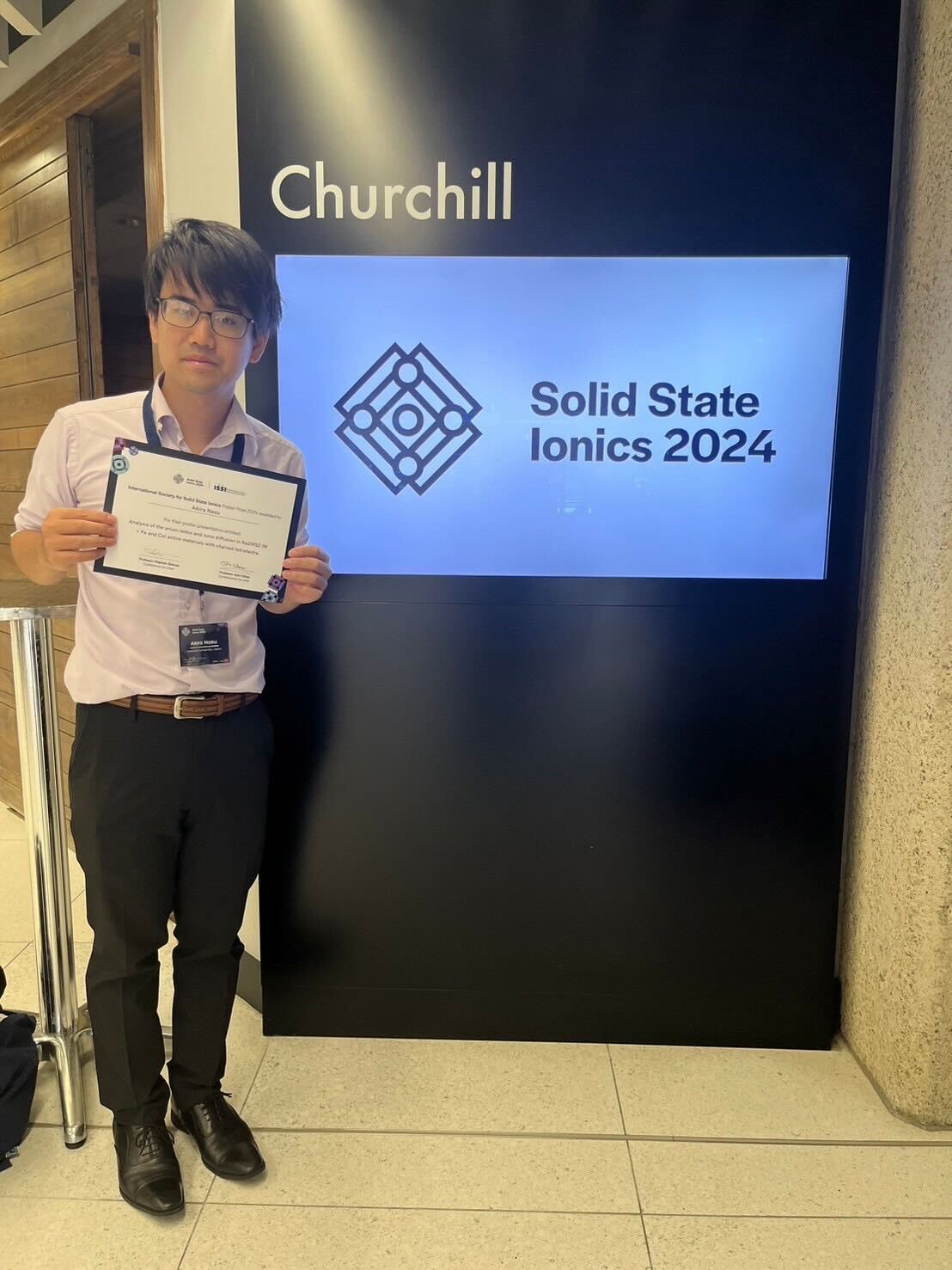 奈須滉助教（無機化学研究室）が24th International Conference on Solid State Ionics (SSI24)でポスター賞を受賞 – 北海道大学理学部化学 ...